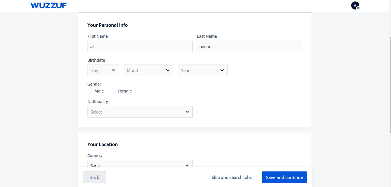 إنشاء حساب وظف (Wuzzuf) - إنشاء